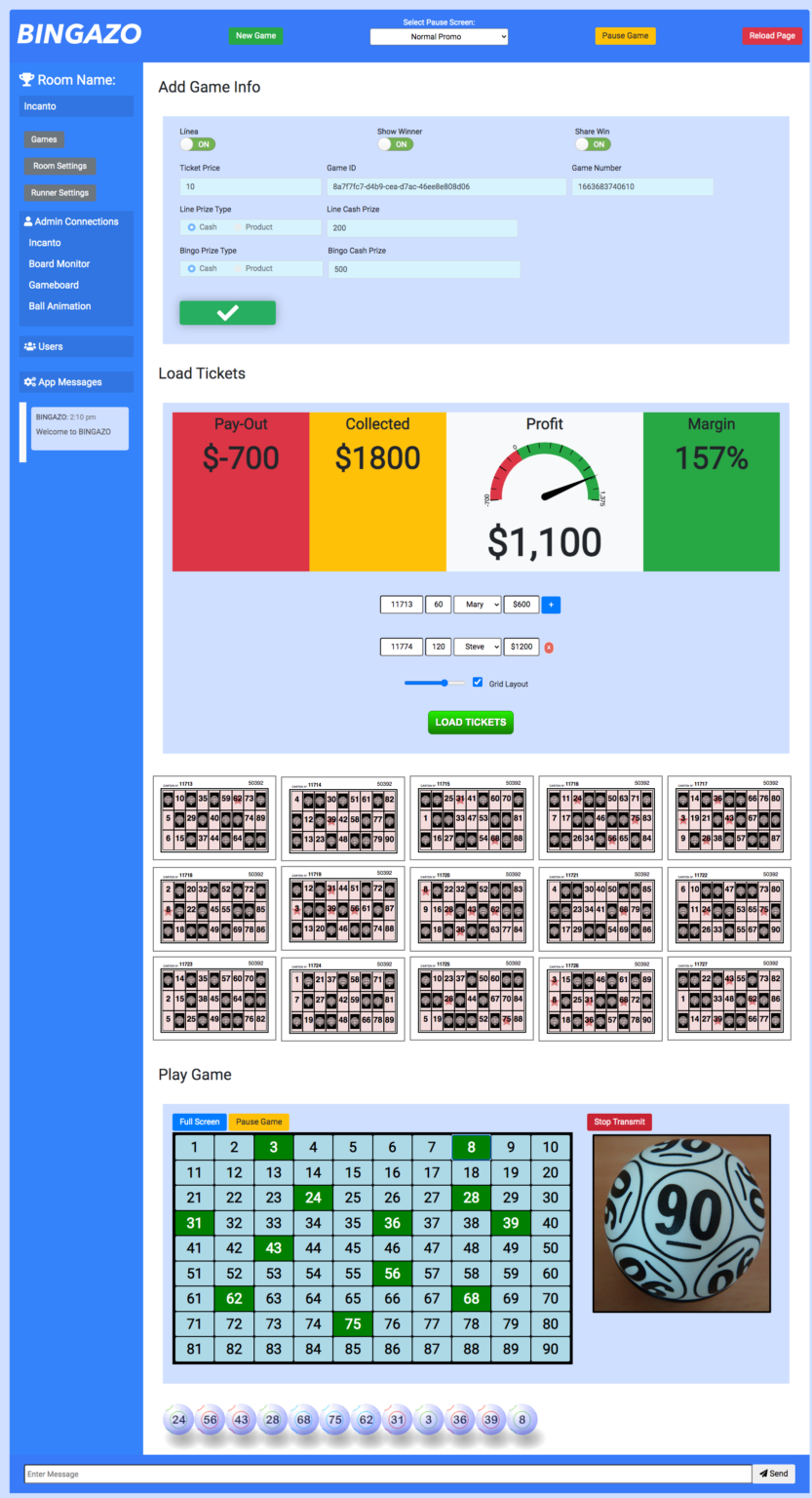 BINGAZO Live Bingo Management and Flashboard Display System